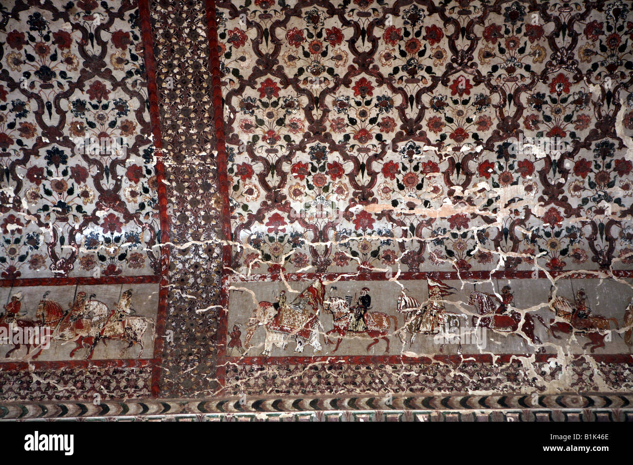 A ceiling in a room of the palace of Raj Mahal Orchha Central India ...