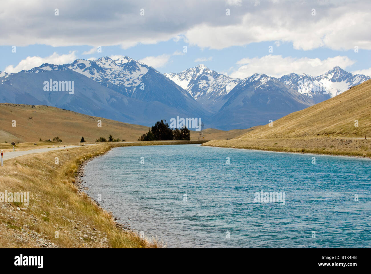 Hydro canal leading to Lake Pukaki in New Zealands Mackenzie Basin ...