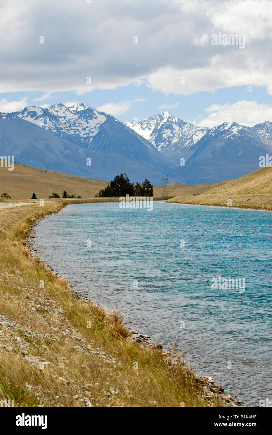Hydro canal leading to Lake Pukaki in New Zealands Mackenzie Basin ...