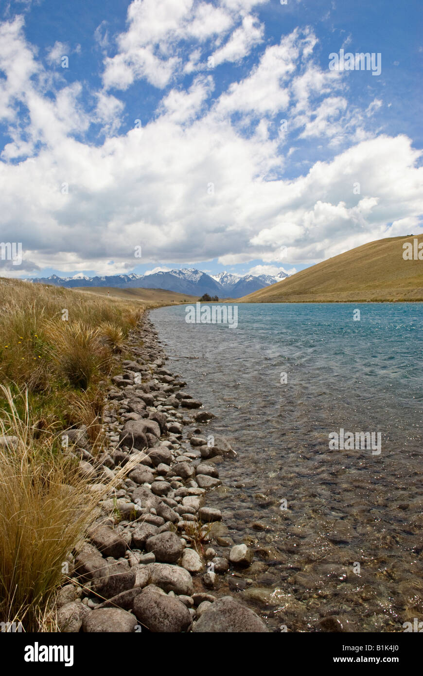 Hydro canal leading to Lake Pukaki in New Zealands Mackenzie Basin ...