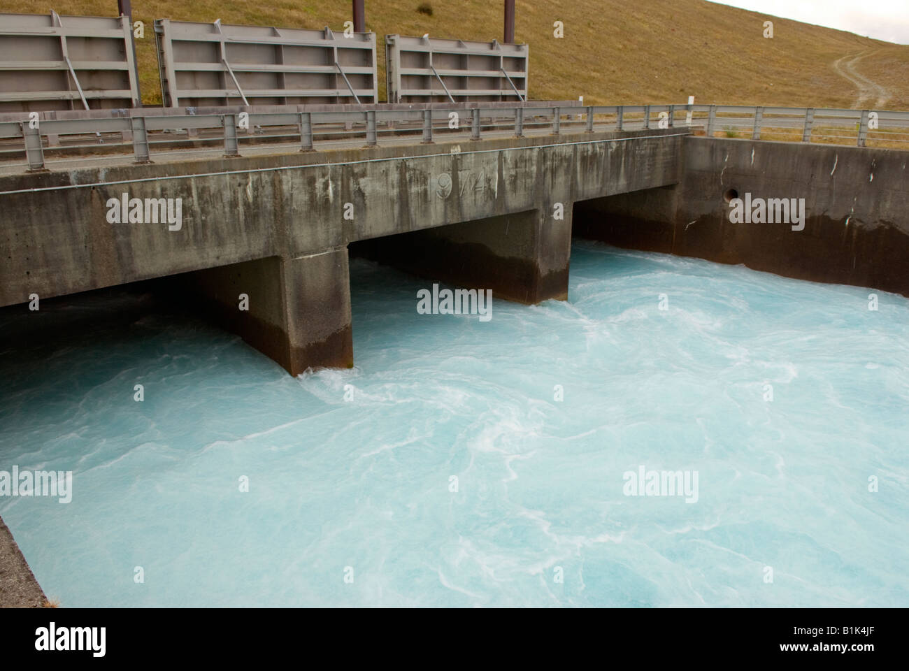 Lake Pukaki hydro dam outlet Stock Photo - Alamy