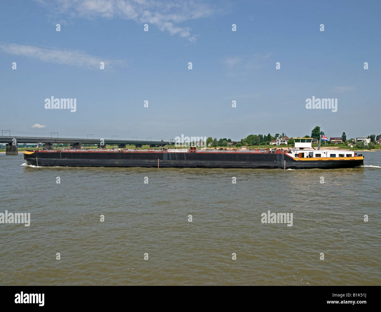 ship barge on the river Rhine in Nijmegen Netherlands Stock Photo - Alamy