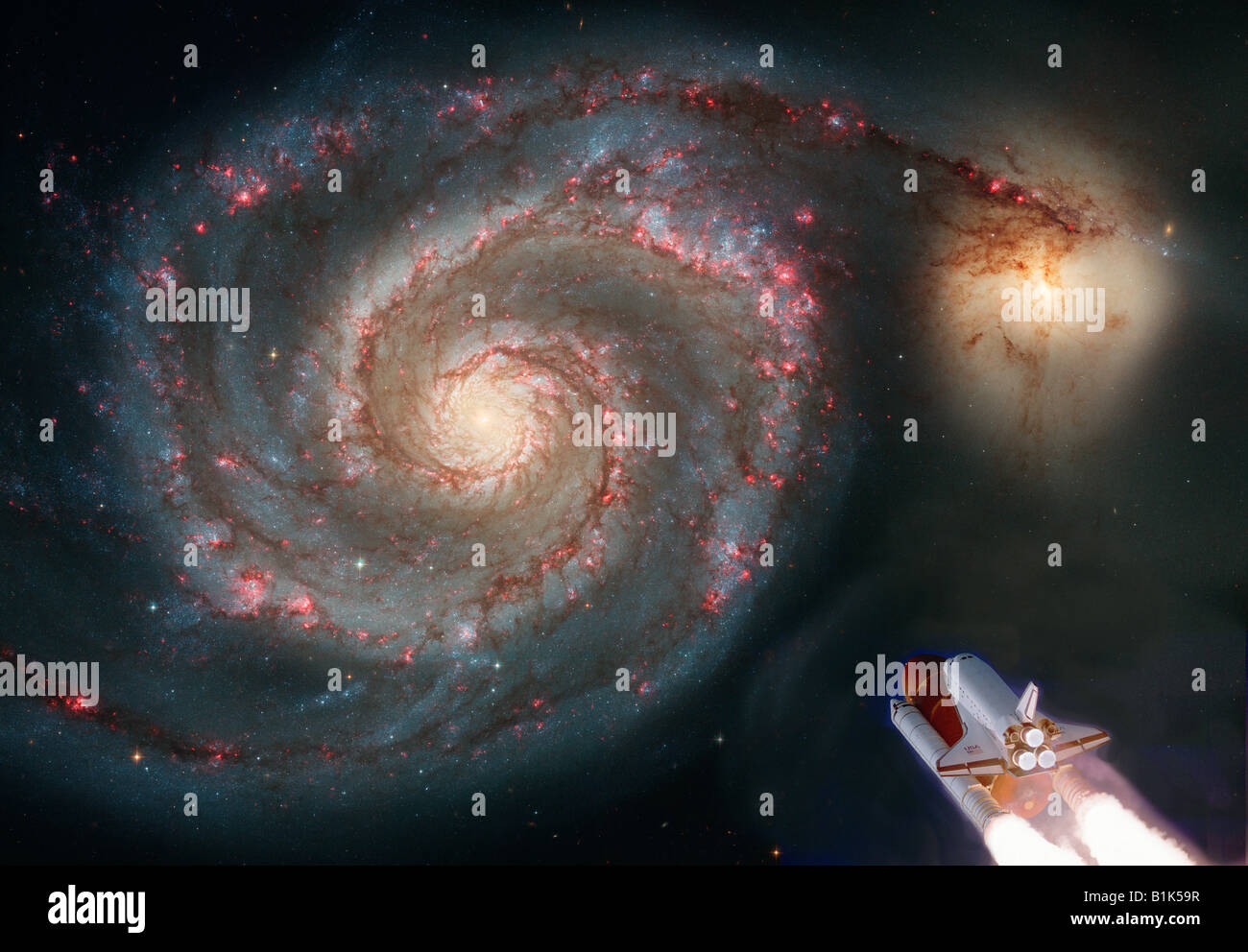 computer enhanced view of NASA Space Shuttle Atlantis launch heading ...