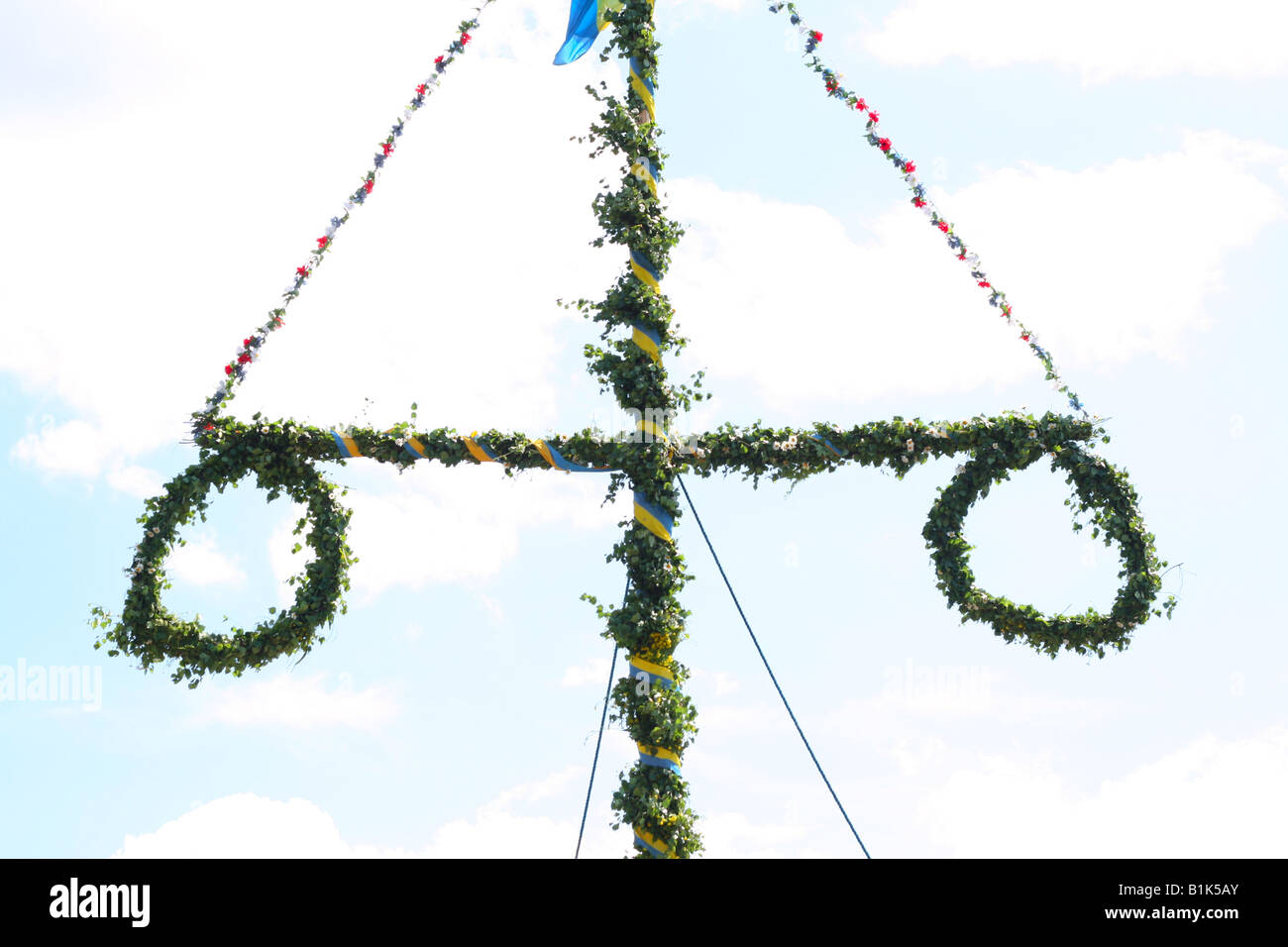 Traditional Swedish Midsummer's Eve's raising of a Midsummer's Pole ...