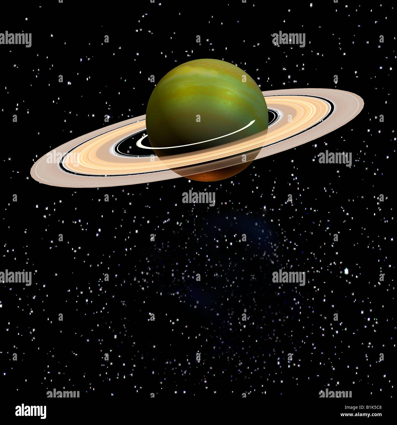 Saturn in a night starry sky Stock Photo - Alamy