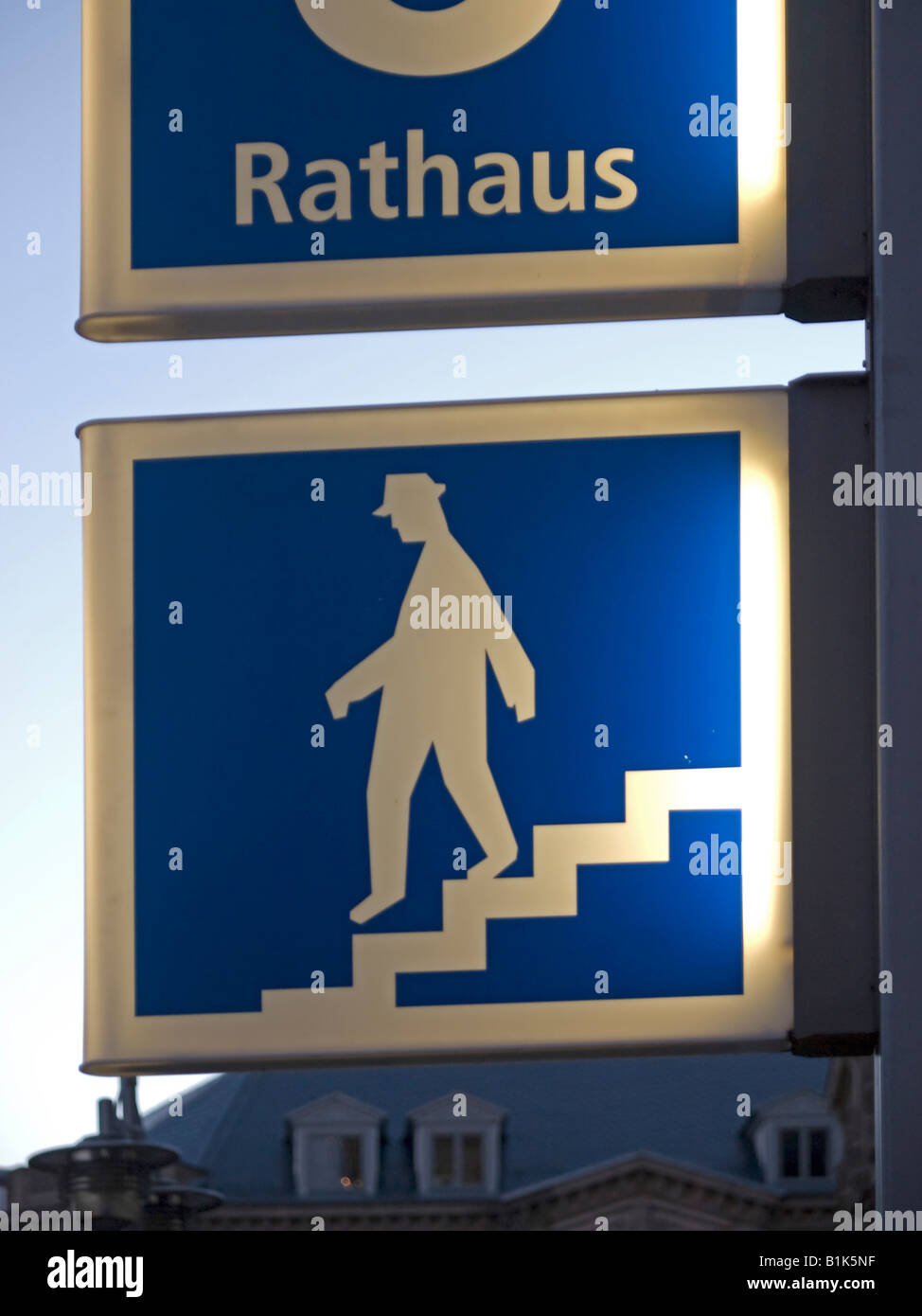 sign for subway underground station Rathaus town hall in the town Fürth ...