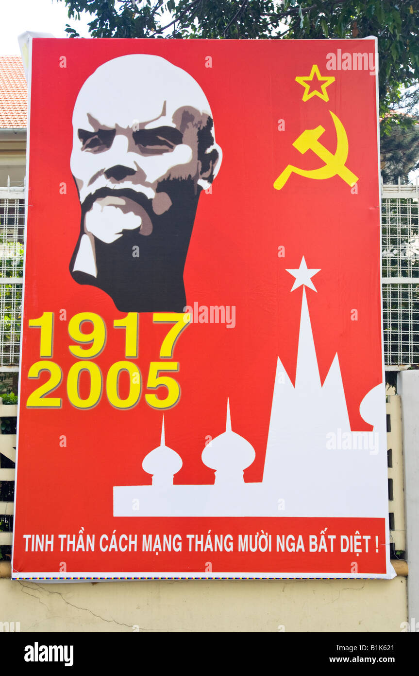 Communist Propaganda Poster in Ho Chi Minh City, Vietnam Stock Photo ...