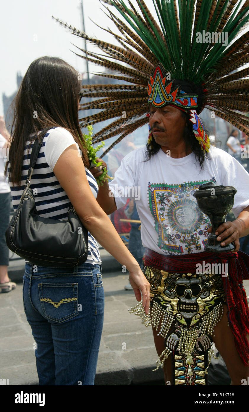 Aztec Shaman Performing a Spiritual Cleansing Ritual on a Female ...