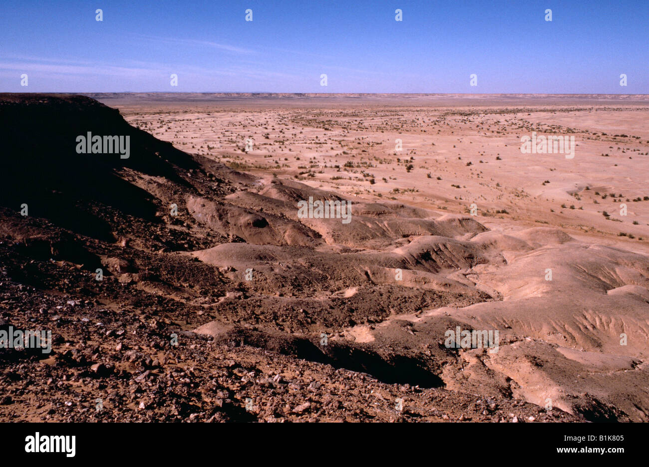 Barren desert near Beni Abbes in the Sahara desert north west Algeria ...