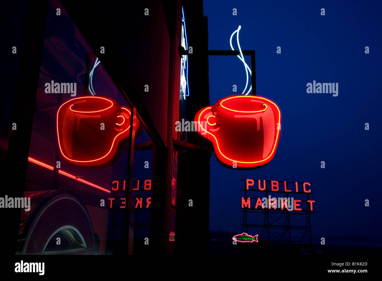 Coffee Shop Sign, Pike Place Farmer's Market, Seattle, Washington ...