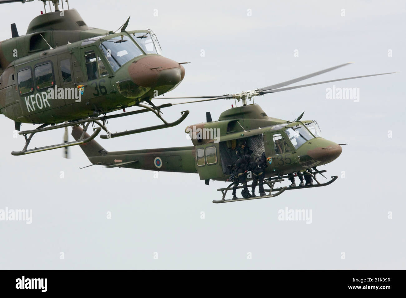 Two Bell 412HP Slovenian helicopters flying together, Airshow Maribor ...