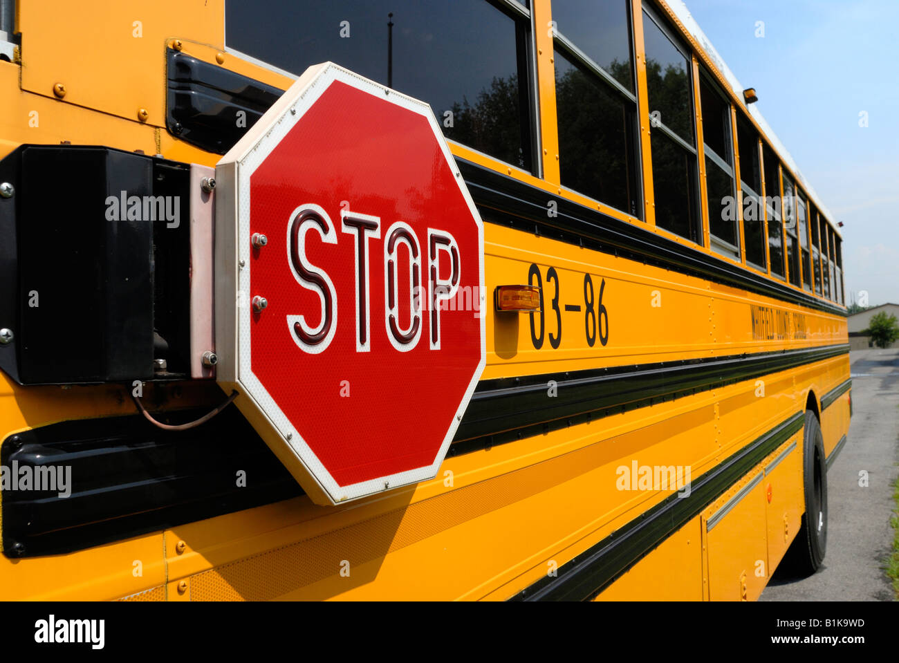 The stop sign on the side of a public school bus One of the many safety ...