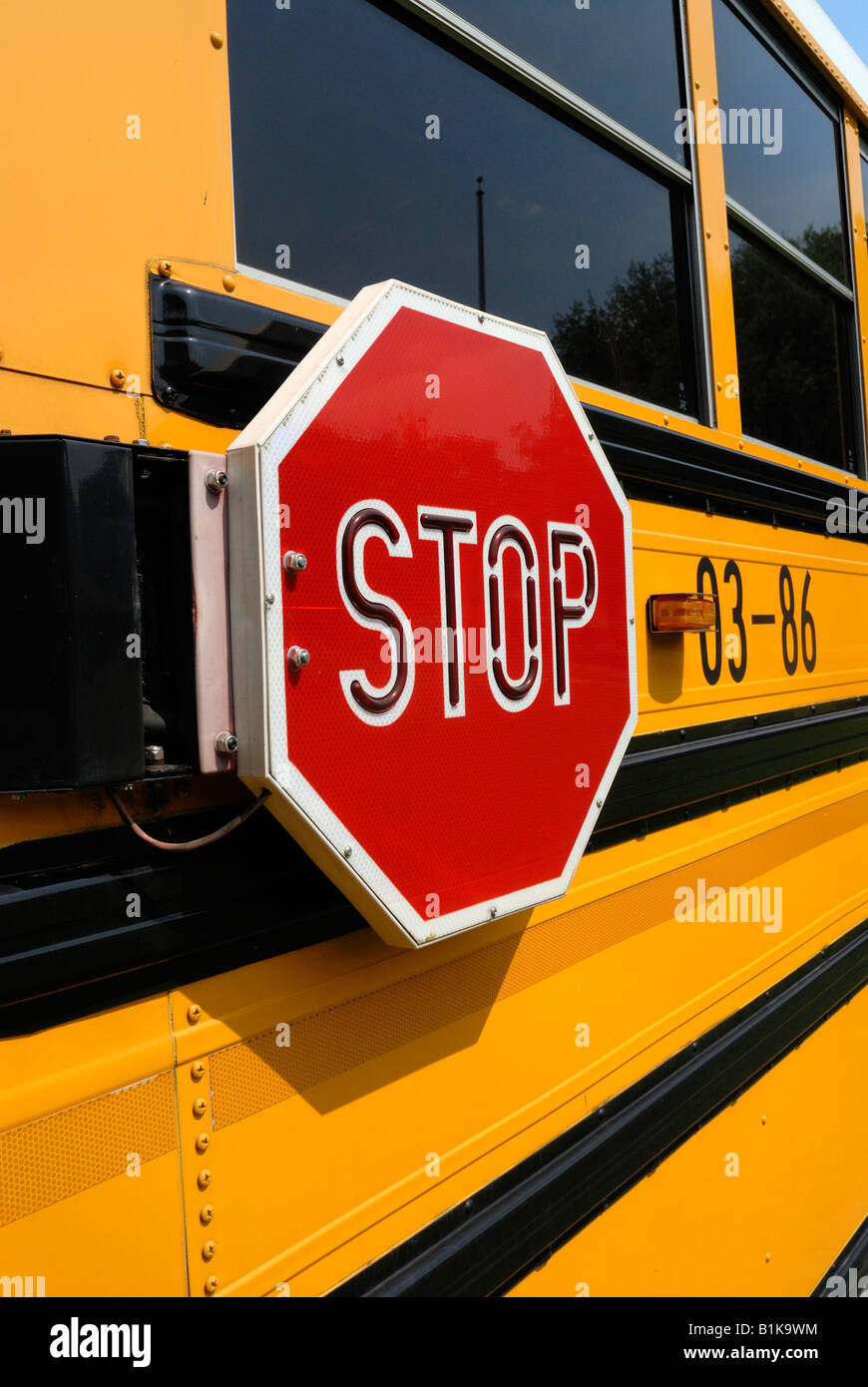 The stop sign on the side of a public school bus One of the many safety ...