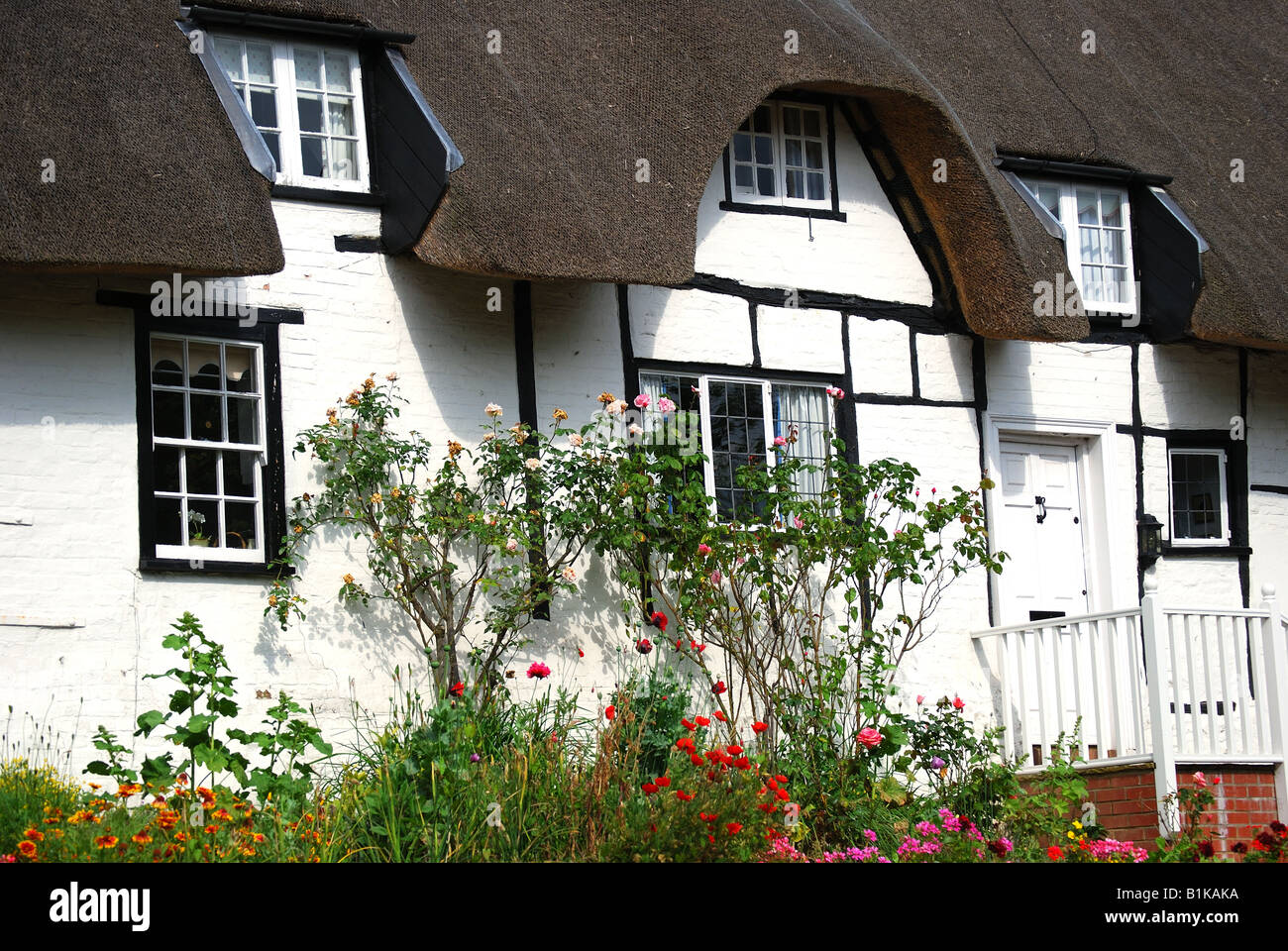 Timber-framed thatched cottage, Buckinghamshire, England, United ...