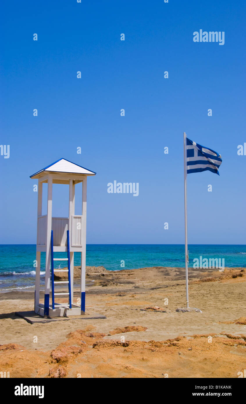 Greek flag on beach hi-res stock photography and images - Alamy