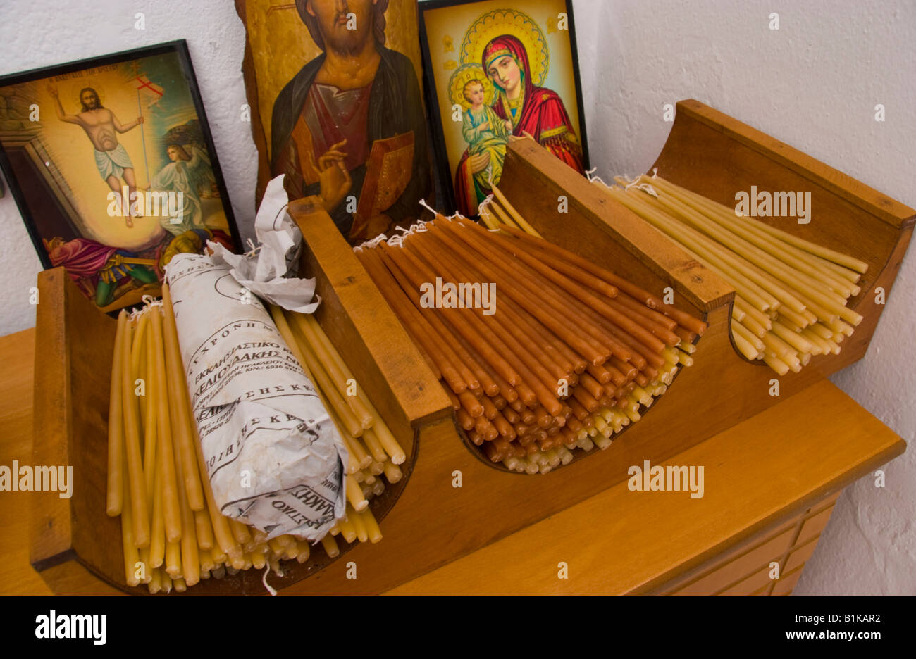 Interior of traditional church at Malia on the Greek Mediterranean ...