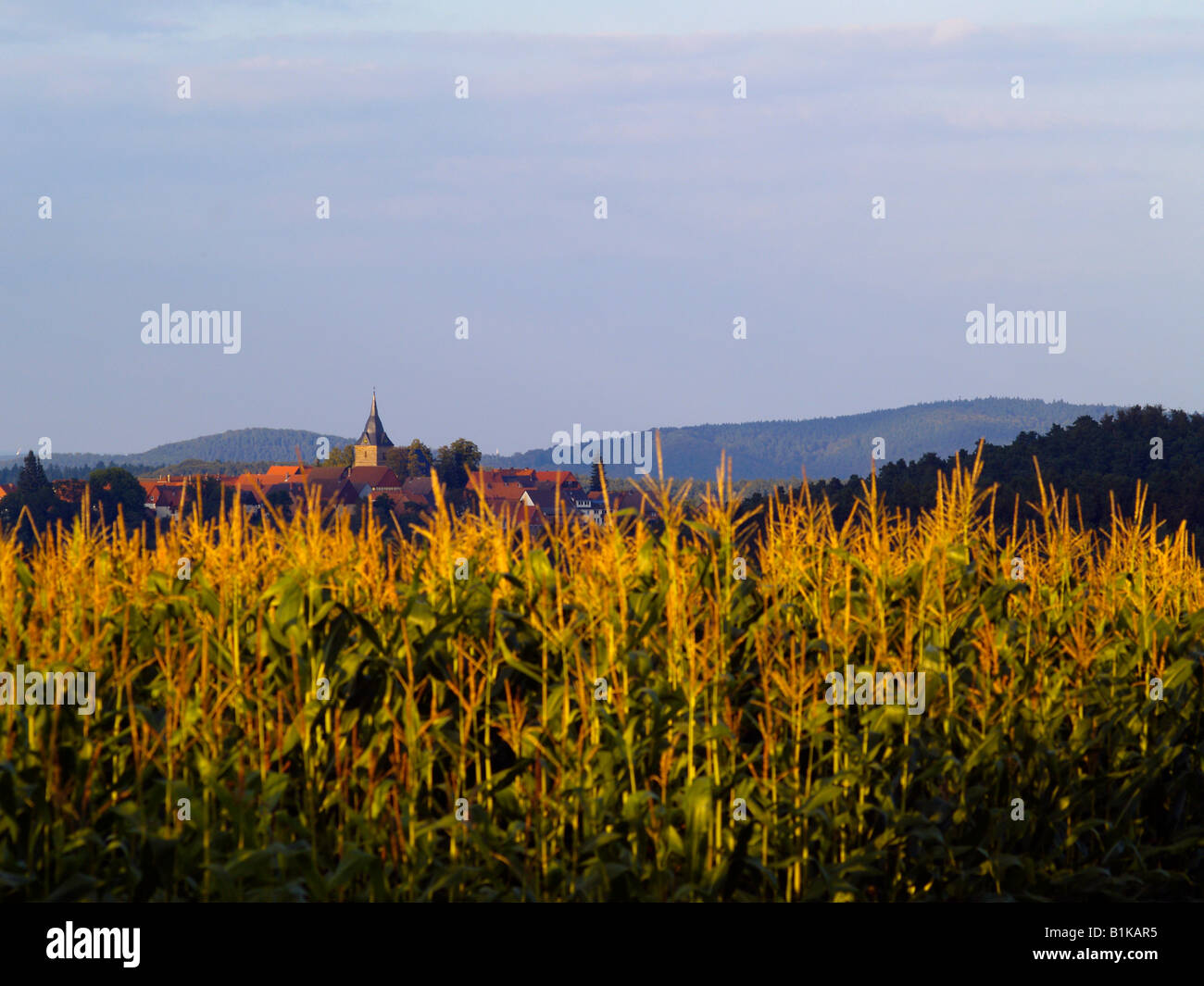 traditional german village between fields and forests Stock Photo - Alamy