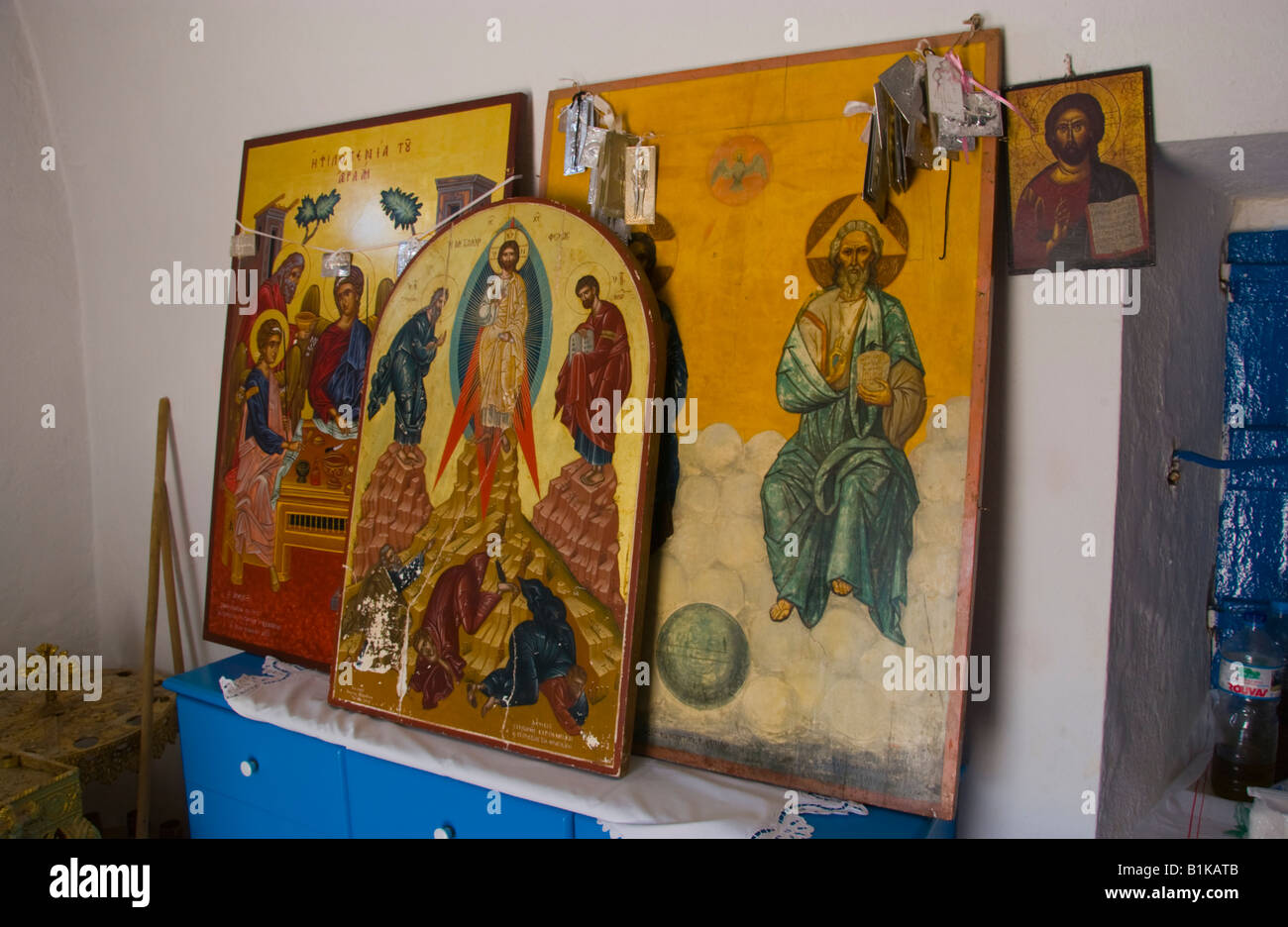 Interior of traditional church at Malia on the Greek Mediterranean ...