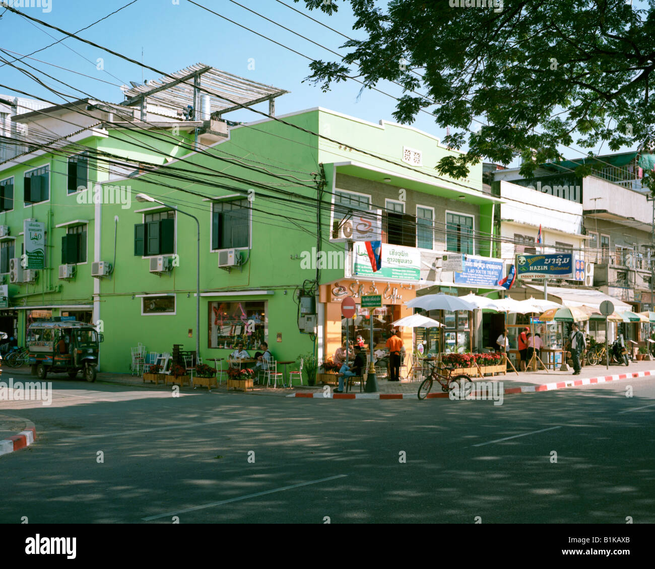 Street by Mekong River bank Stock Photo - Alamy