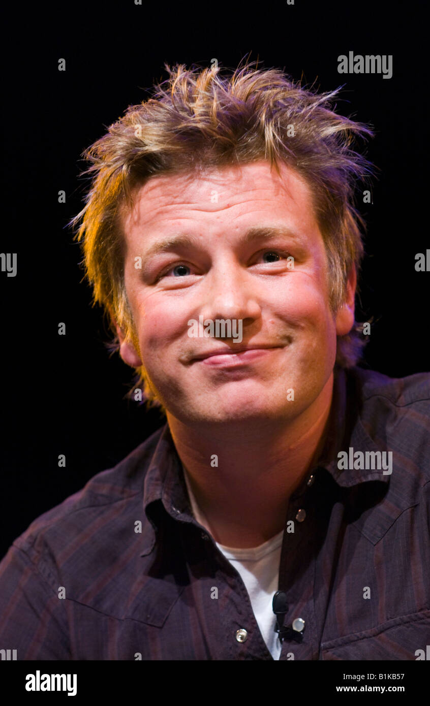 Jamie Oliver celebrity chef speaking about his life and career at Hay ...