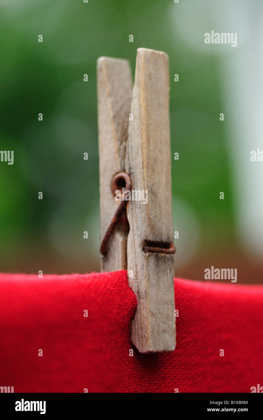Wooden Peg on a Washing Line Stock Photo - Alamy