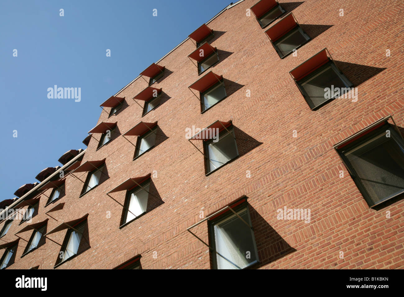 Identical windows with blinds on building in Stockholm, Sweden Stock ...