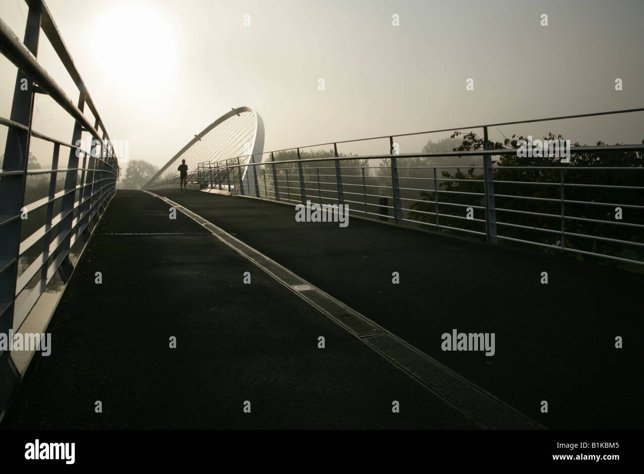 The Millennium Bridge, York, North Yorkshire, England on a misty ...