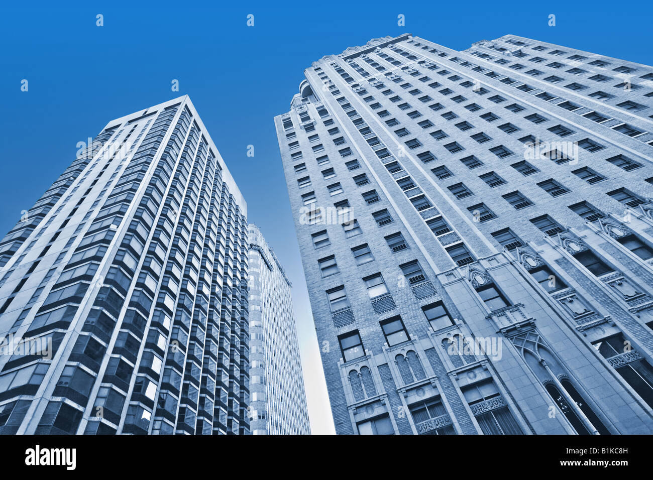 Looking up at skyscrapers in a big city Stock Photo - Alamy