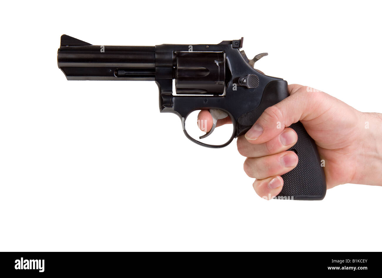 Hand holding a pistol isolated on white Stock Photo - Alamy