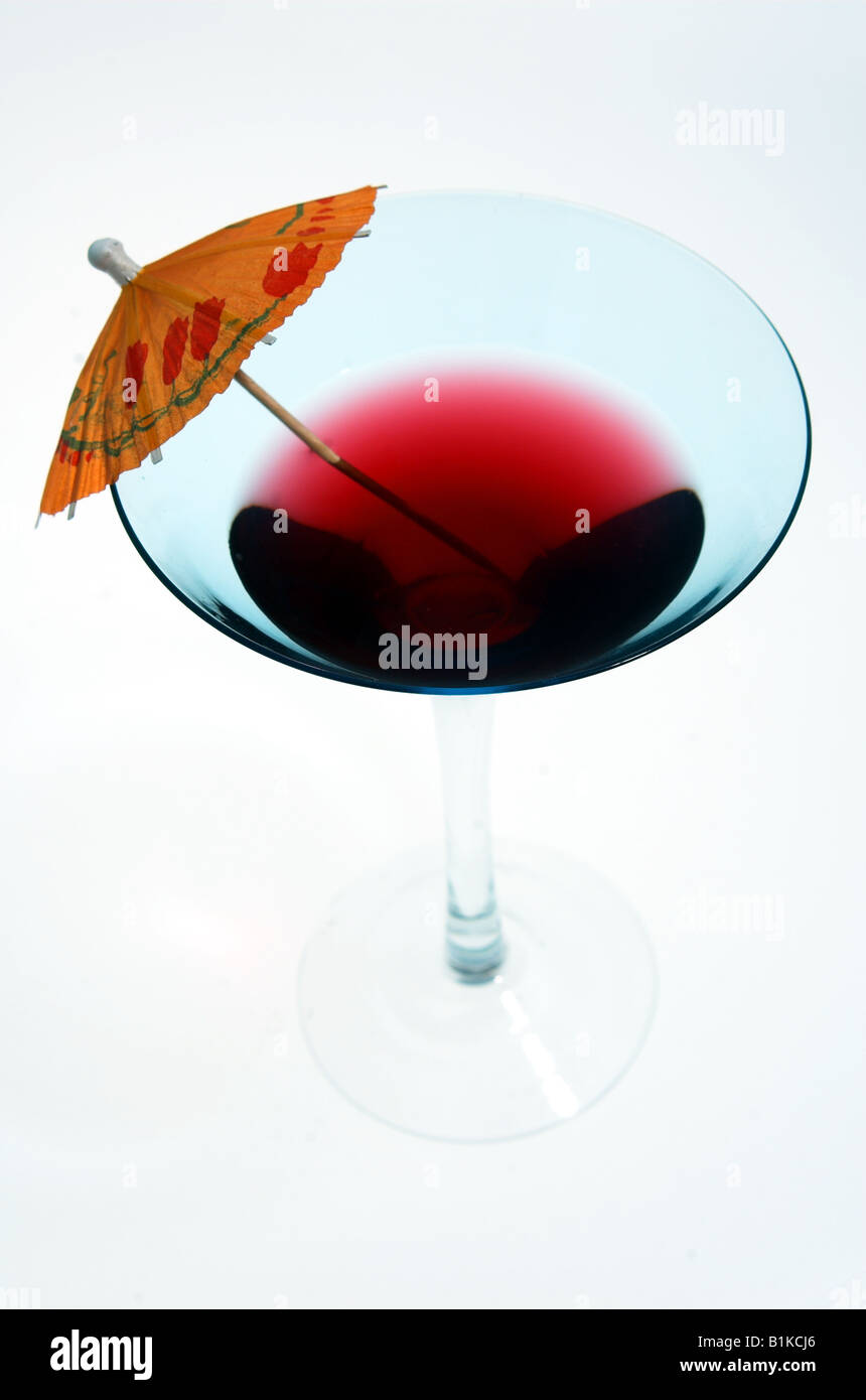 overhead of cocktail glass, cocktail and umbrella Stock Photo - Alamy