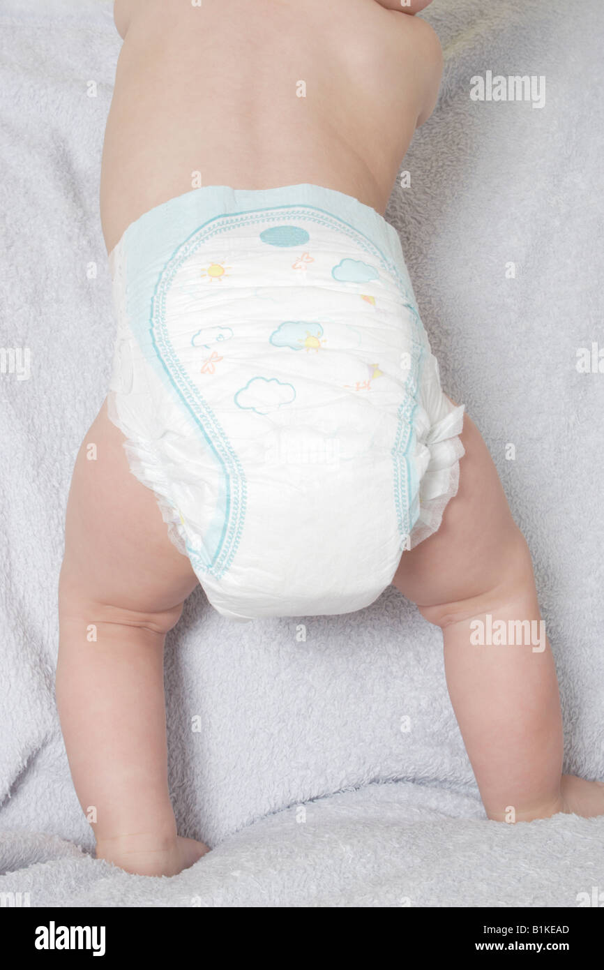 close up baby in disposable nappy Stock Photo - Alamy