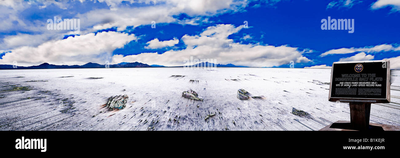 Panorama image of Utah's Bonneville salt flat race track Stock Photo ...