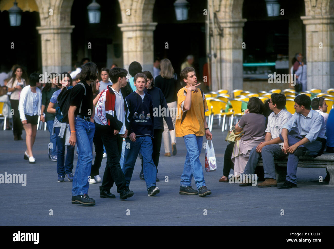 Spaniards, Spanish people, Plaza Mayor, Salamanca, Salamanca Province ...