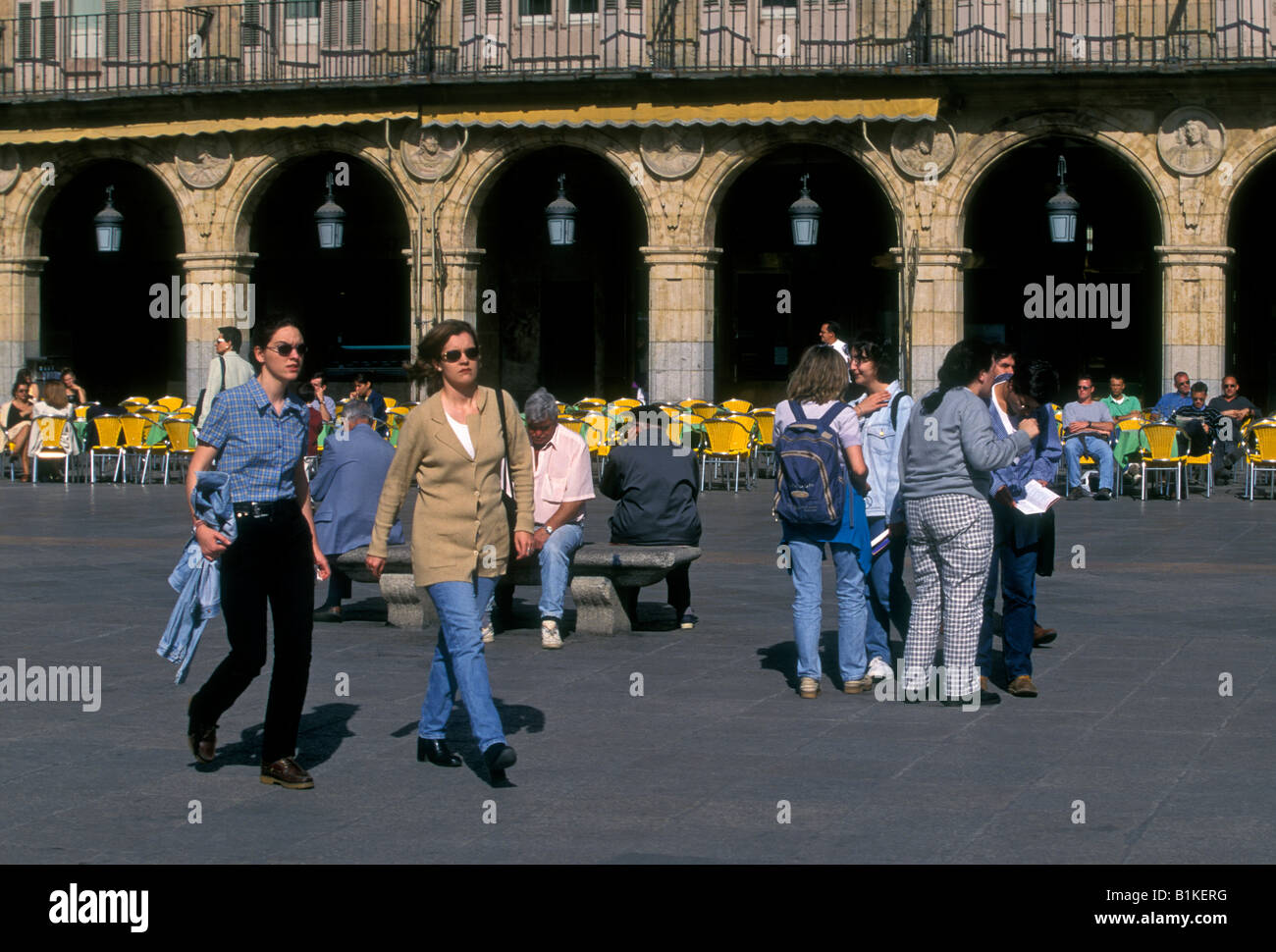 Spaniards, Spanish people, Plaza Mayor, Salamanca, Salamanca Province ...