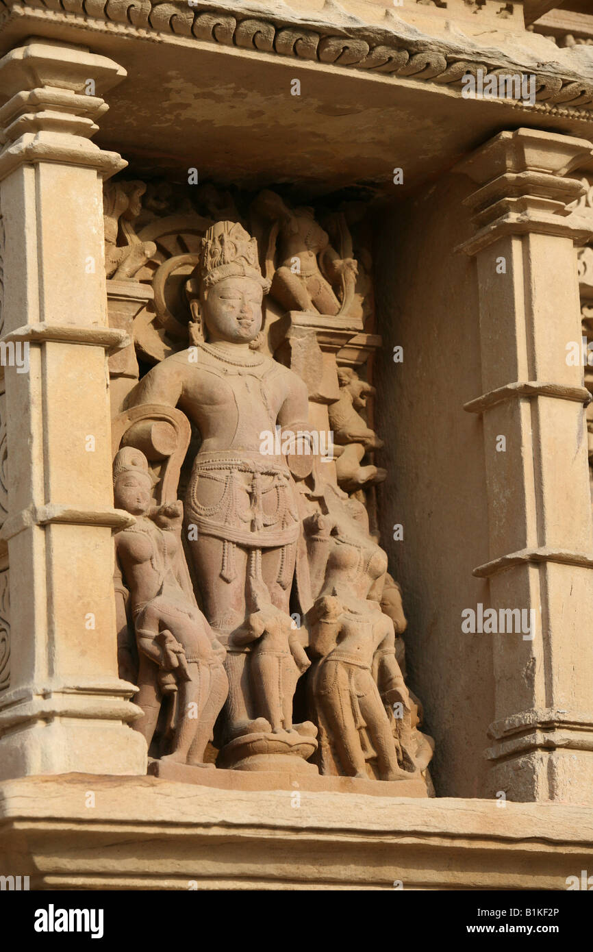 Detail of the stone carvings on the walls of the Kandariya Mahadeo ...