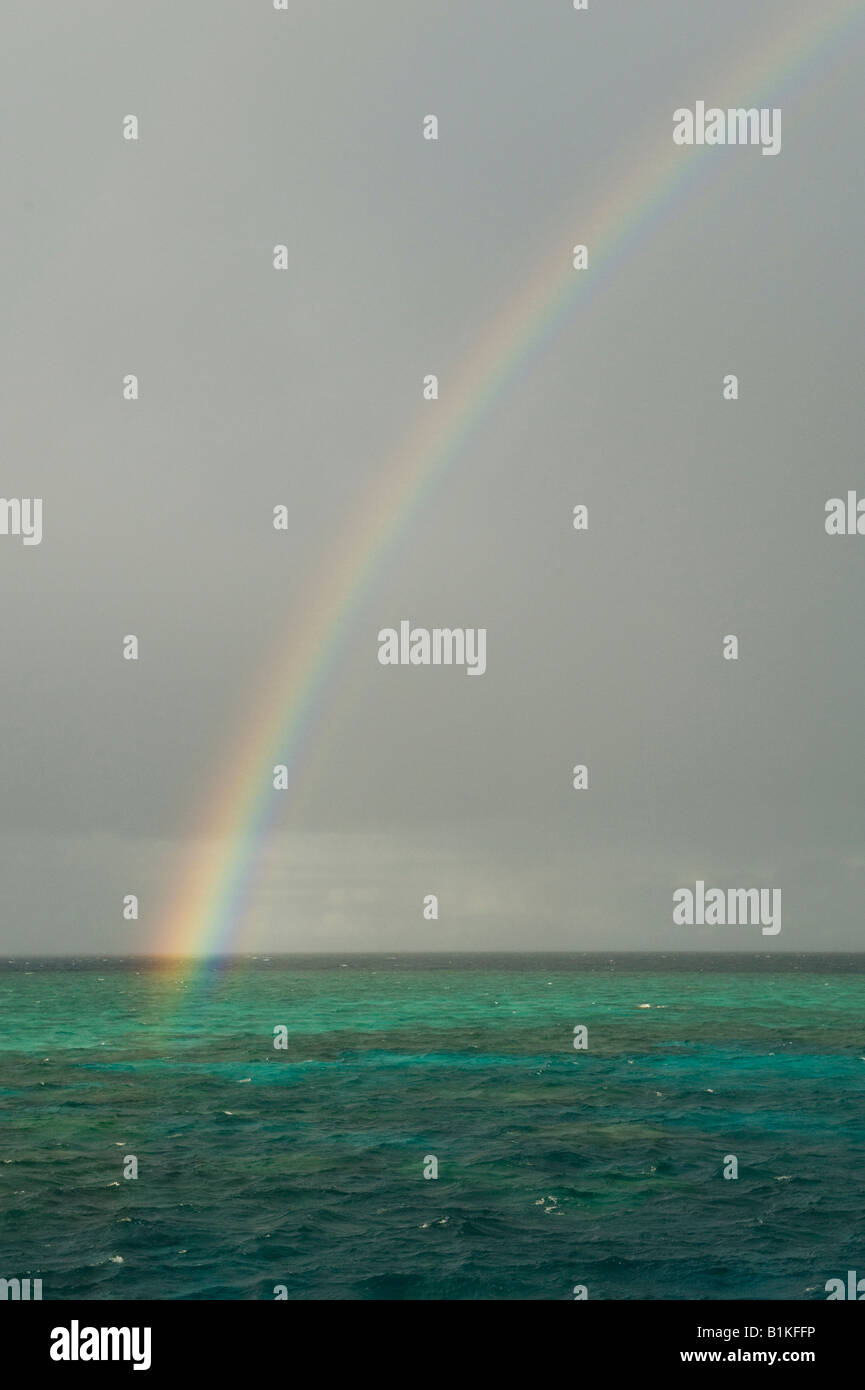 Rainbow over Great Barrier Reef, Queensland, Australia Stock Photo - Alamy