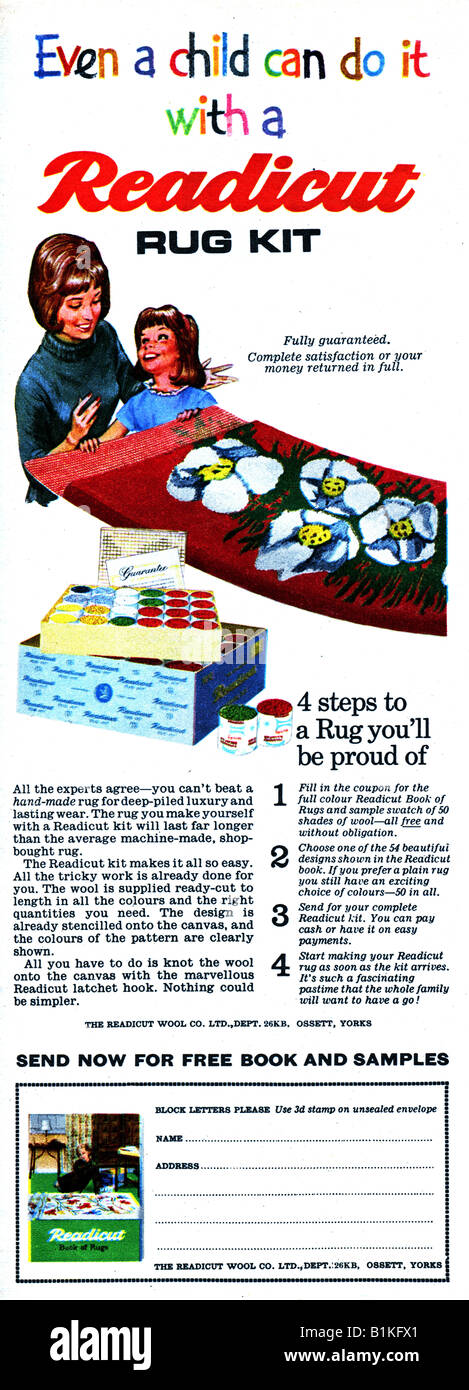 1965 Magazine Advertisement for Readicut Rug Kit FOR EDITORIAL USE ONLY ...