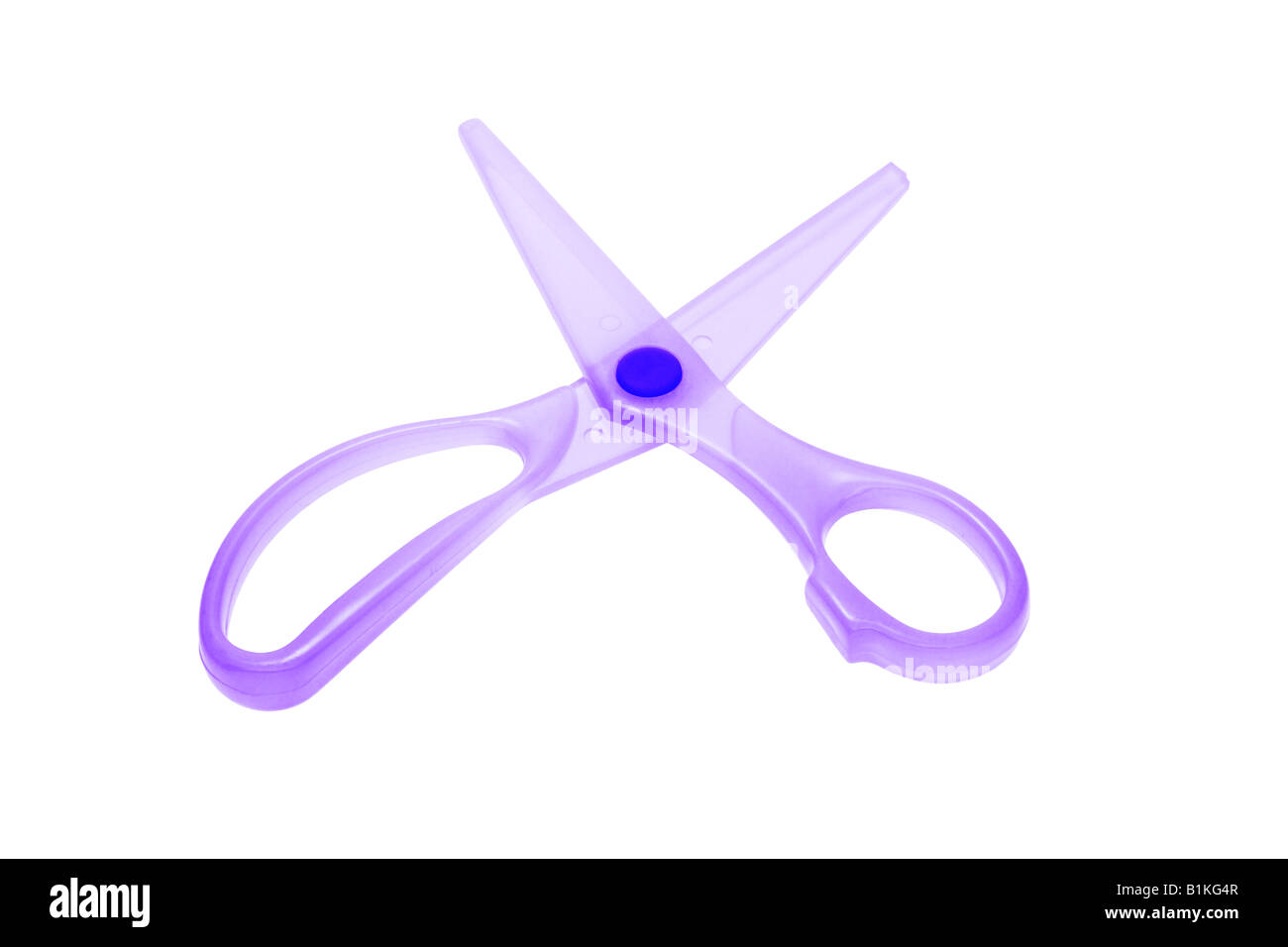 Purple color plastic scissors isolated on white background Stock Photo ...