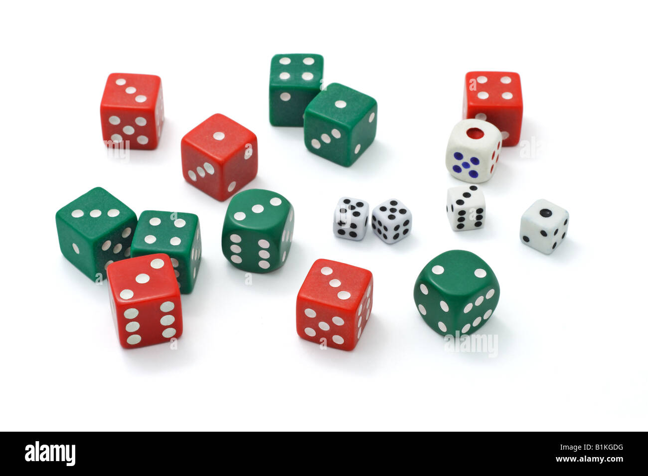 Assortment of colorful dice on white background Stock Photo - Alamy