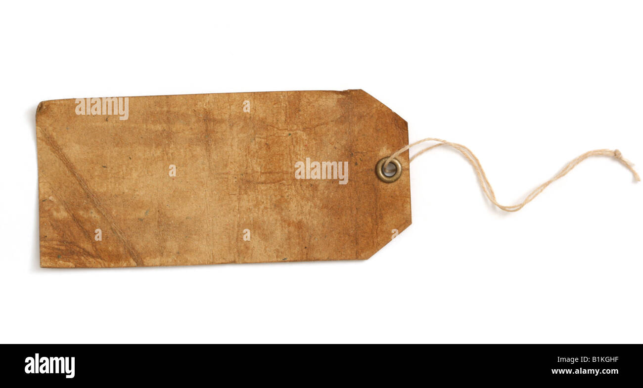 a brown vintage tag on white background Stock Photo - Alamy