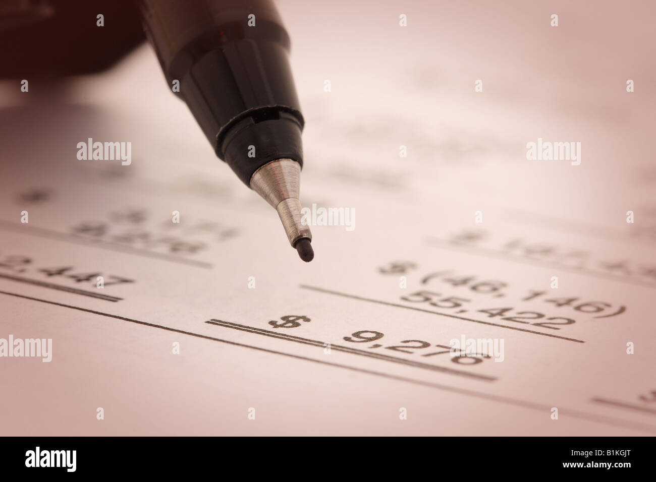 Still life of Financial Statement focus on the pen Stock Photo - Alamy