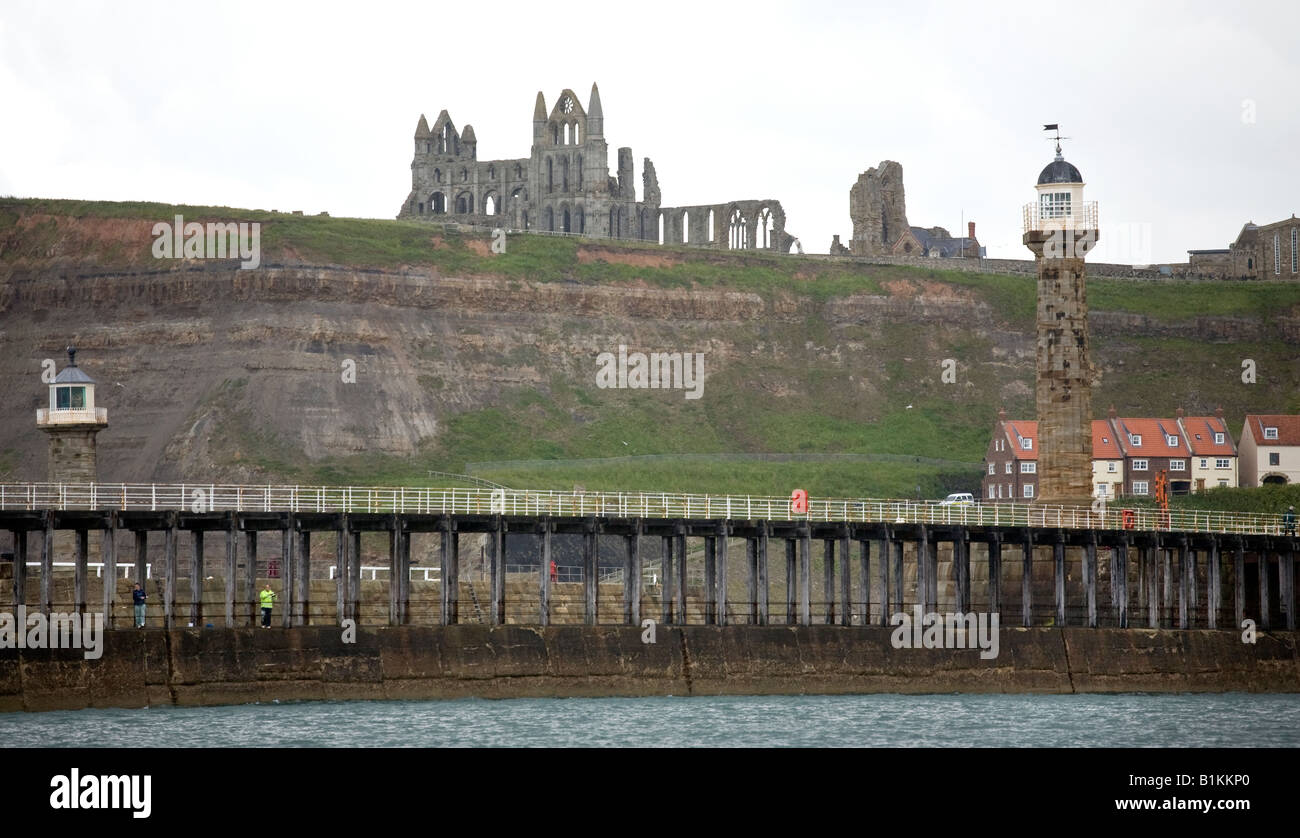 Whitby Abbey high on the East Cliffs North Yorkshire England UK Stock ...