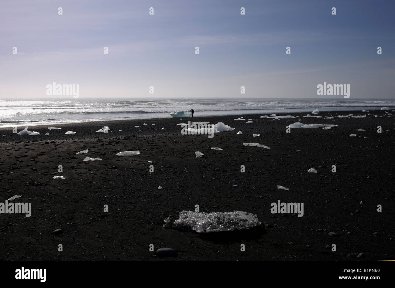 Ice cubes at the sand beach in Breidamerkursandur Iceland Stock Photo ...