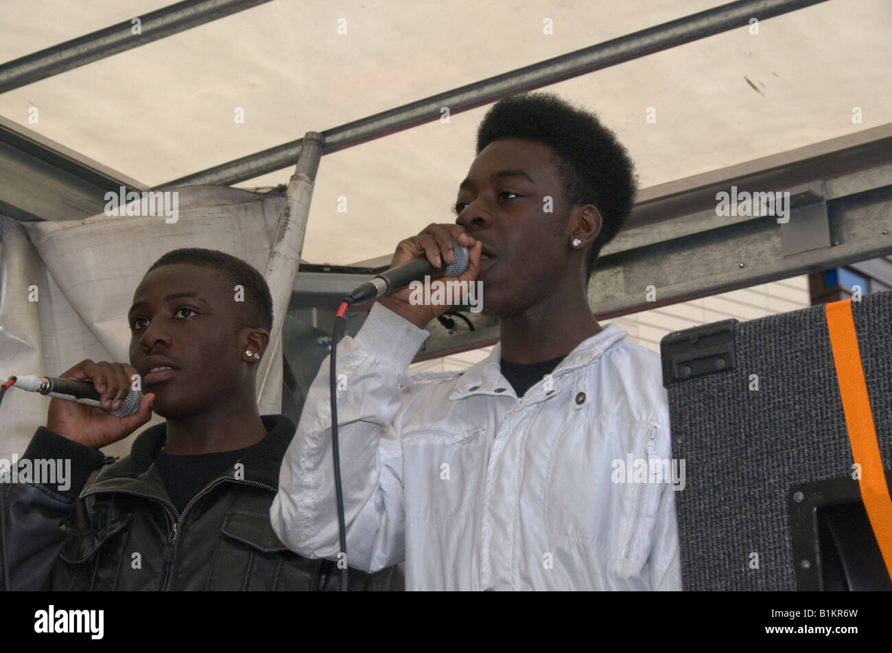 Black rappers performing at start of 'Stop the BNP' Love Music Hate ...