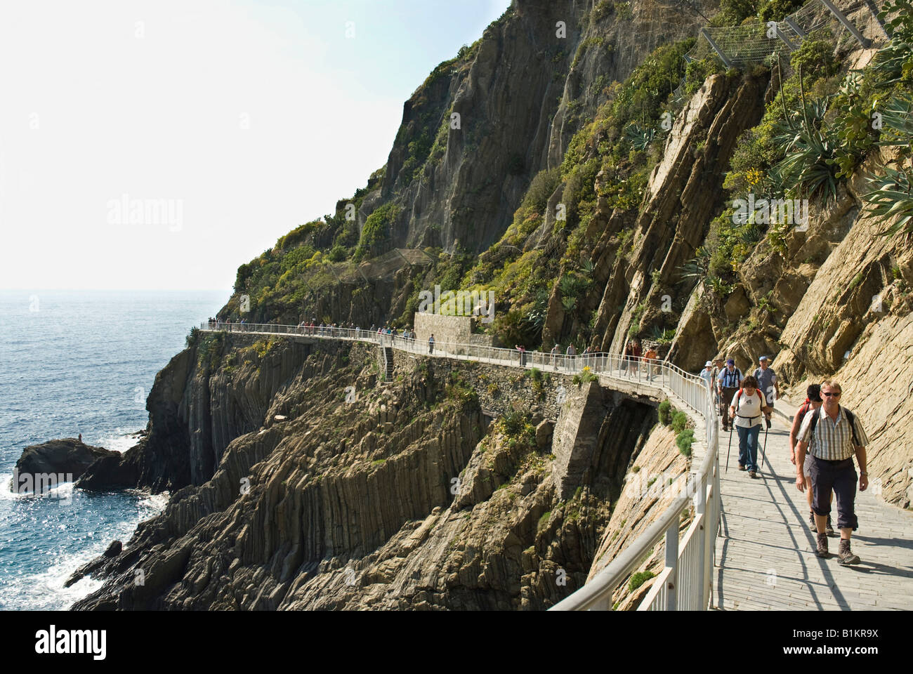 Walkers on the Via dell'Amore, a cliff path between Manarola and ...