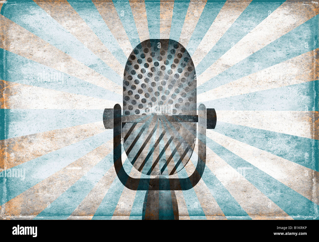 Retro microphone against vintage stylized background Stock Photo - Alamy