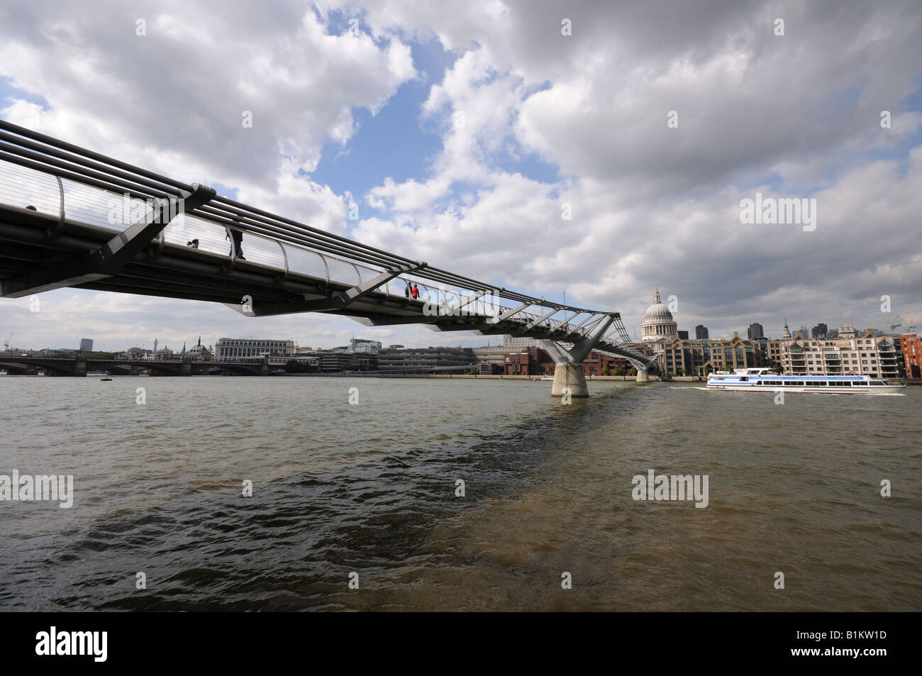 London Millennium Bridge crossing over the River Thames Stock Photo - Alamy