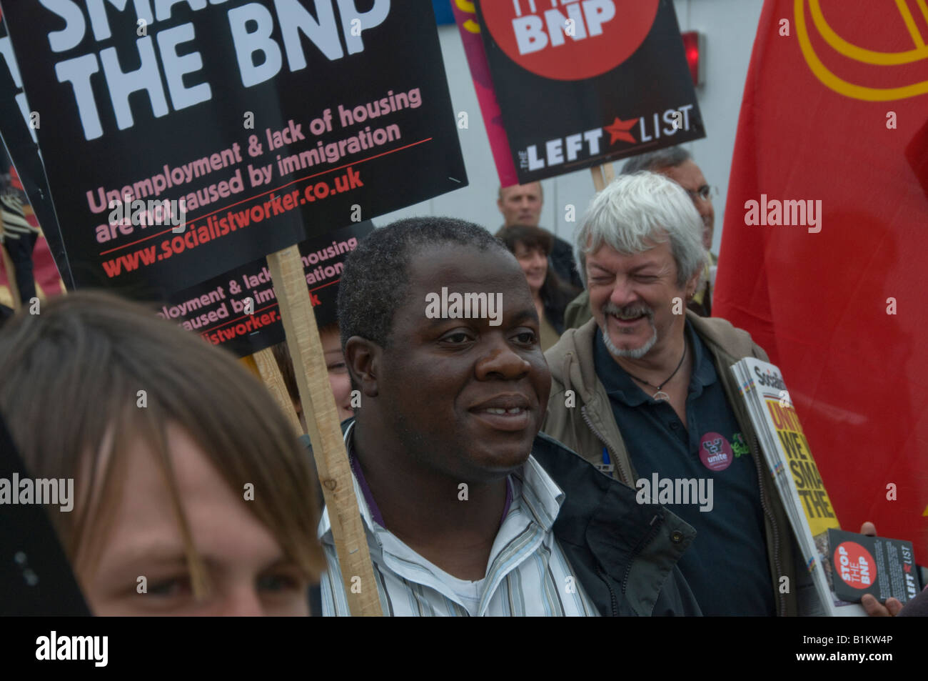 Black and white faces in the the Love Music Hate Racism 'Stop the BNP ...
