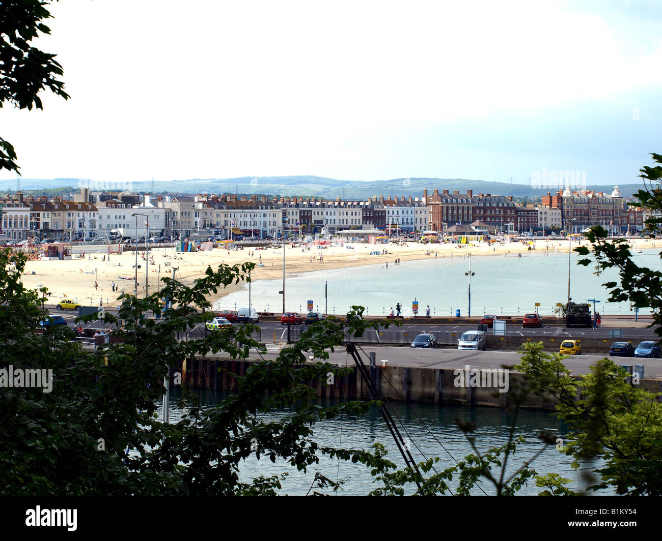 A view from Nothe gardens of the beach and promenade at Weymouth,Dorset ...