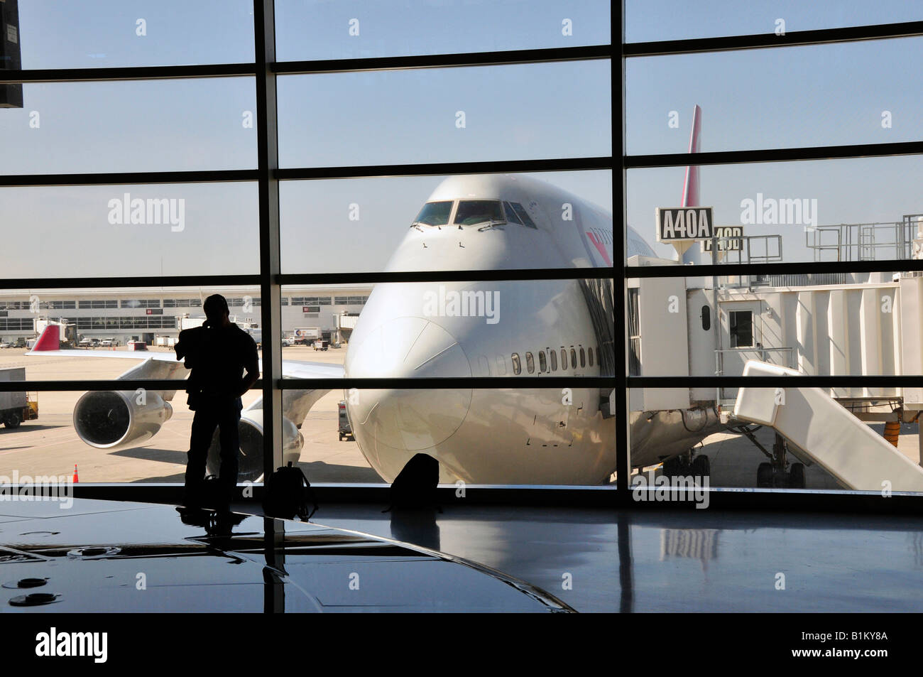 747 Jumbo Jet at gate Detroit Michigan Metropolitan International ...